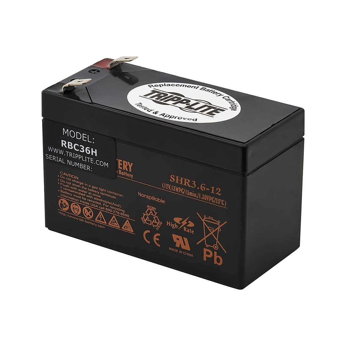 Tripp Lite Certified UPS Replacement Battery Cartridge for AVR550U, AVRX550U, ECO550UPS, ECO650UM, INTERNET550SER, INTERNET550U and INTERNET600U UPS Systems, 18-Month Limited Warranty (RBC36H)