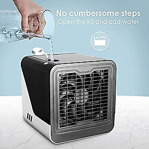 Portable Air Conditioner, FlyBanboo Mini Fan Air Cooler, Personal Use Evaporative Air Humidifier for Home Kitchen Office Nightstand, USB Cable, Quiet&Strong Wind