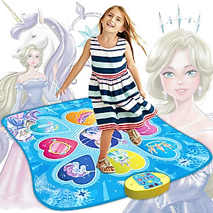 SUNLIN Dance Mat, Gifts Toys for Girls 3 4 5 6 7 8 Years Old, Frozen Theme Toys, Dance Pad with 7 Game Modes, 5 Challenge Levels, 9 Built-in Music, Birthday Gifts for Kids Ages 3-12