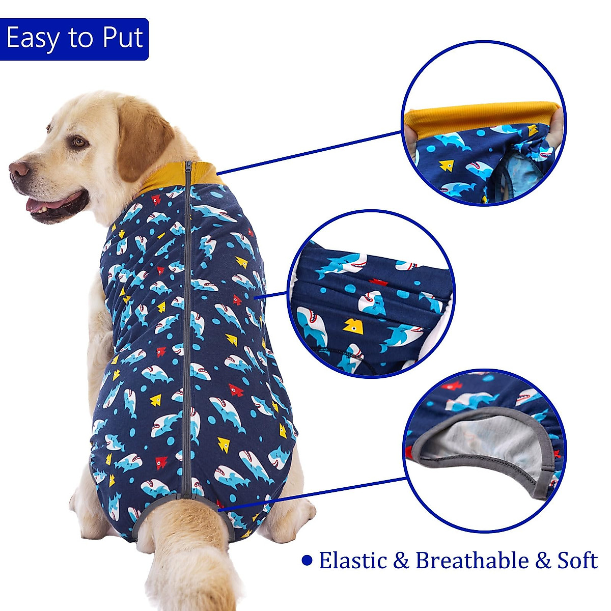 kzrfojy Dog Surgery Recovery Suit Dog Onesie Dog Bodysuit Surgical Suit for Female (Not Need Roll It Up to Go Potty for Male Dogs) Spay Post Healing Neuter After Surgery Suits