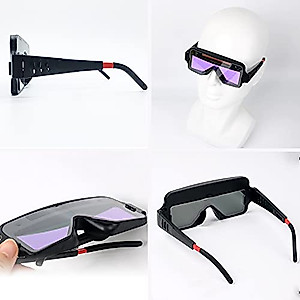 Melgweldr Welding Goggles Auto Darkening,Solar Auto Darkening Welding Glasses Over Glasses Welders Safety Protection PC Glasses with Welding Protective Gloves