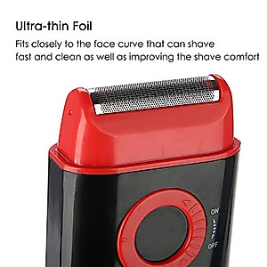 Electric Shaver, Ultra-thin Foil Pop-up Beard Trimmer AA Battery Power Shaving Razor for Men(Red)