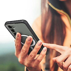 ENCASED Magnetic Case Designed for Samsung Galaxy S23 Plus Case, Compatible with MagSafe Charging & Accessories for Samsung S23+ (Clear/Black)