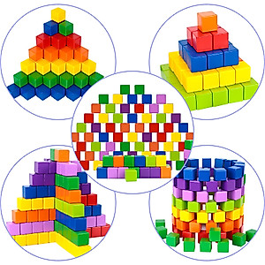 100PCS Wooden Building Blocks Stacking Game 1 Inch Rainbow Cubes Blocks Set Preschool Learning Educational Toys for Toddlers Boys Girls