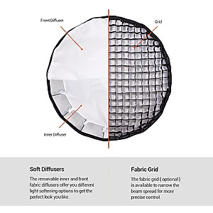 Godox QR-P70 27.5 Inch Parabolic Softbox Bowens Mount, Quick-Setup Quick-Folding, with Front & Inner Diffuser and Carrying Bag for Godox SL60W VL150 UL150 SL150II SZ150 and Other Bowen Mount Lights…