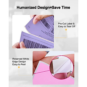 Phomemo 4x6 Thermal Labels for Shipping Label Printer - 500PCS Purple Mailing Labels - 4x6 Direct Thermal Labels Fanfold Compatible with Rollo,MUNBYN,iDPRT,JADENS,POLONO - Water/Oilproof - NO BPA/BPS