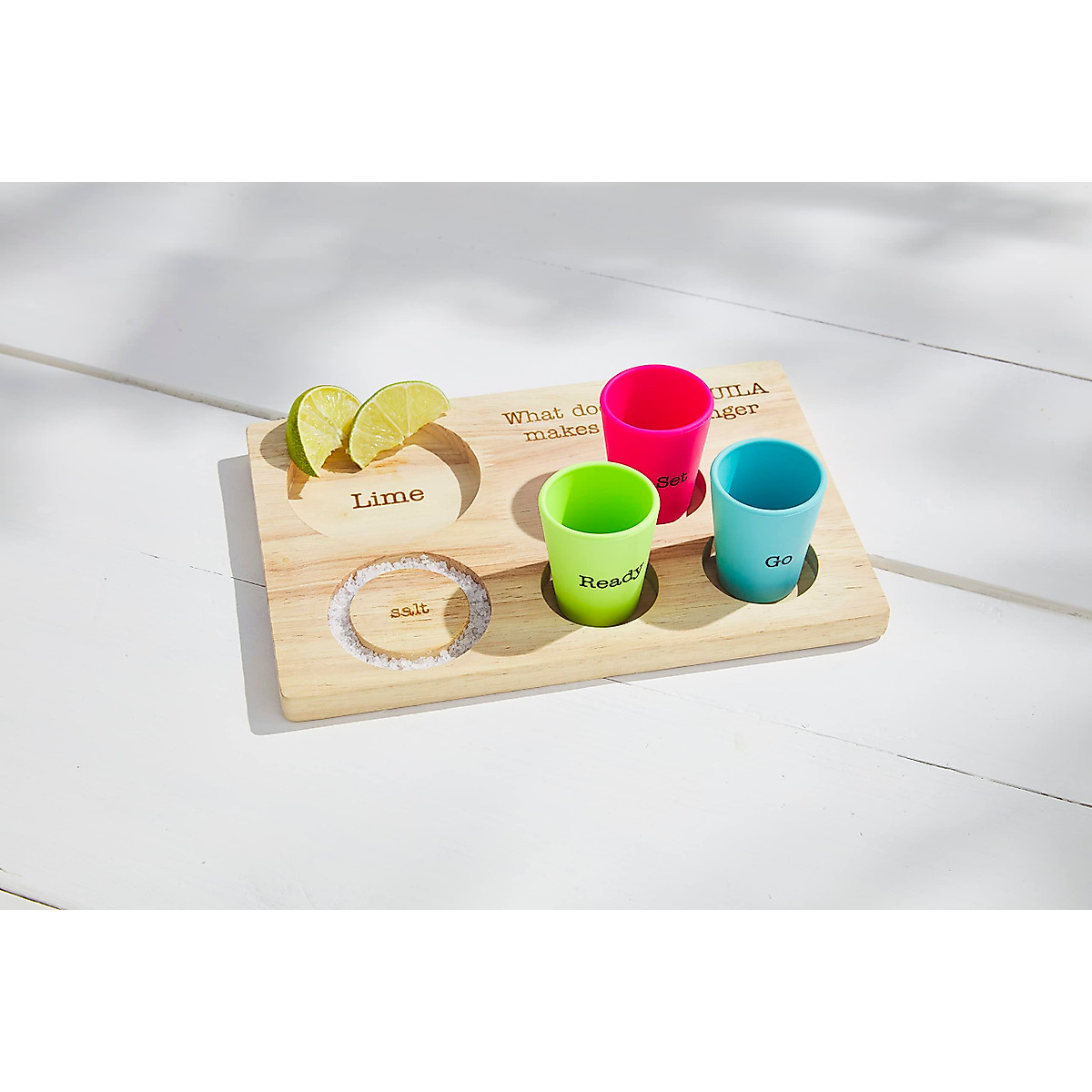 Mud Pie Tequila Set, board 7" x 10 1/4" | shot 2 1/2 oz, BROWN