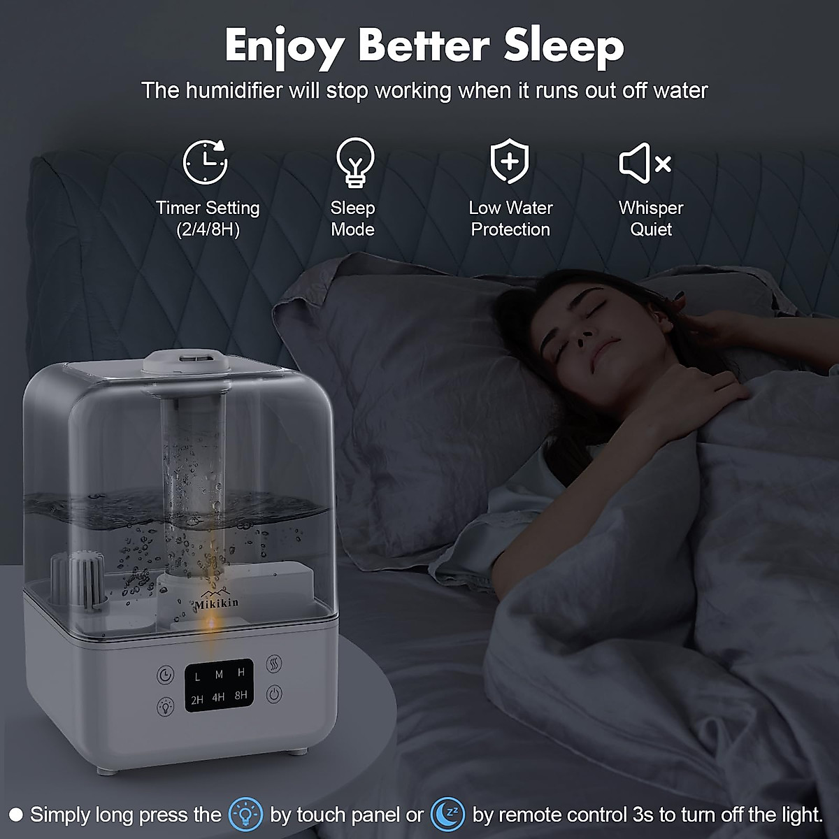 Humidifiers for Bedroom, Cool Mist Humidifiers for Large Room Home Baby, 5L Top Fill Ultrasonic Air Humidifier Quiet for Plants with Remote Control, Essential Oil Diffuser, Rotatable Nozzle - White