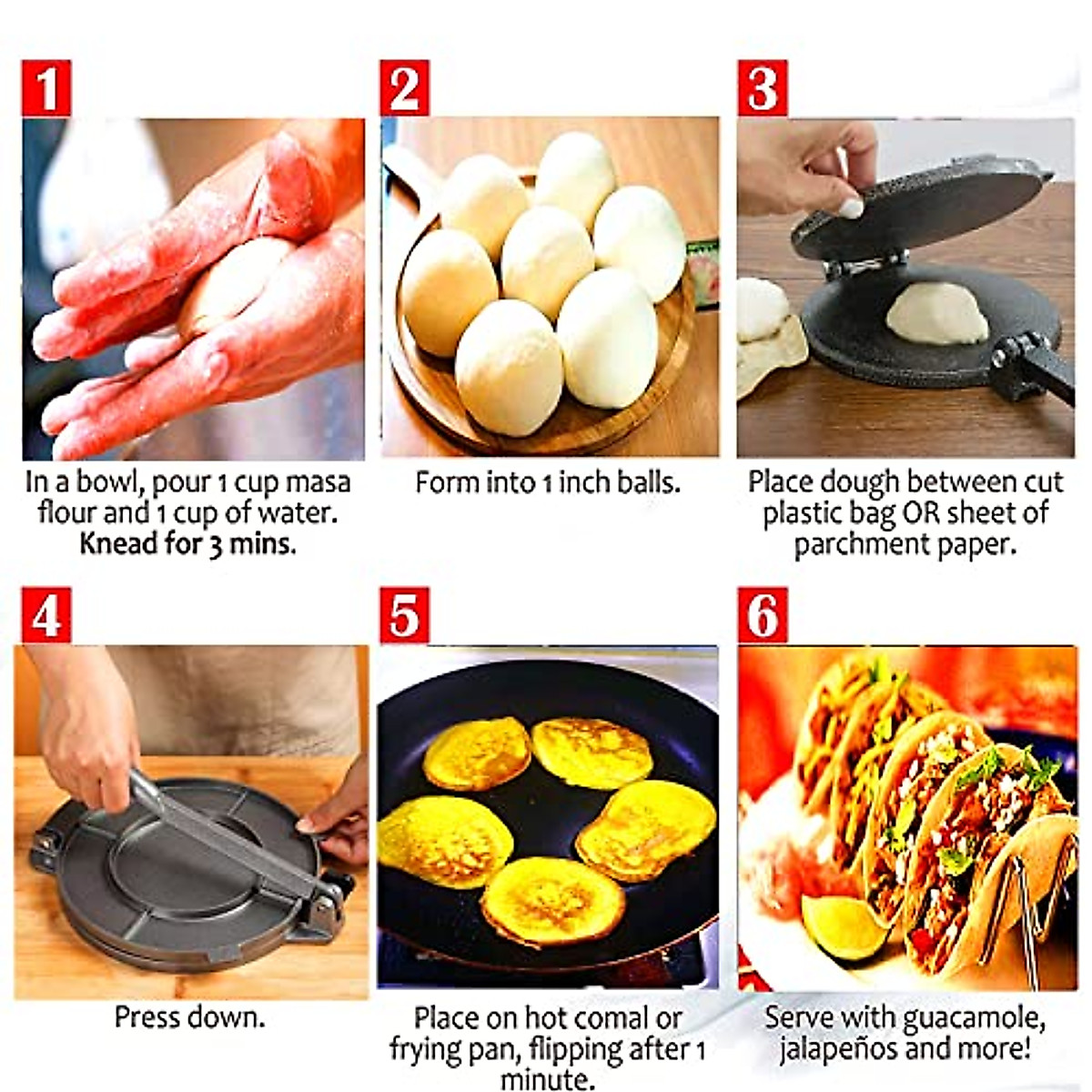 6.5 "Tortilla Press Aluminum Alloy Tortilla Press Flapjack Machine Crepe Machine