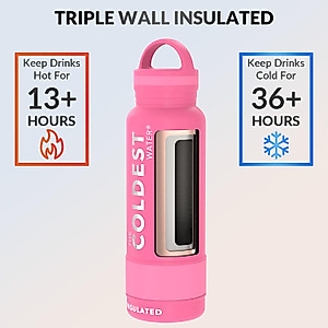Coldest Insulated Water Bottle with Handle Lid | Leak Proof, Simple Insulated Modern Stainless Steel, Double Walled, Sport Thermos Bottles, Metal Flask | 21oz