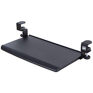 Stand Steady Clamp On Keyboard Tray | Keyboard Shelf - Small Size - Easy Install - No Need to Drill into Desk! Retractable to Slide Under Desktop | Great for Home or Office!