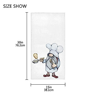 QUGRL Funny Gnome Baker Hand Towels Cute Chef Kitchen Dish Towels, Soft Quality Premium Fingertip Washcloths Bathroom Decor for Guest Hotel Spa Gym Sport 30 x 15 inches