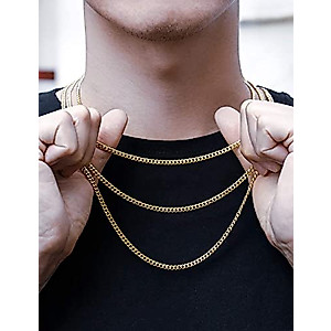 Waitsoul 925 Sterling Silver Cuban Chain Lobster Clasp 4mm 18k Gold Over Cuban Link Curb Chain Necklace for Women Men Diamond Cut 16-30 Inches(20)