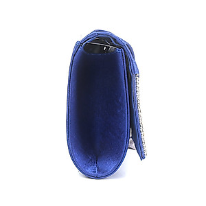 U-Story Womens Satin Pleated Evening Clutch Rhinestone Wedding Prom Purse Handbag (Royal Blue)