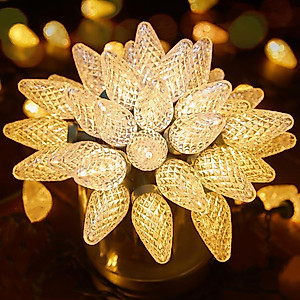 Brightown C9 LED Christmas String Lights, 66ft 100 LED Waterproof Strawberry String Lights, Plug-in Extendable Green Wire Lights String for Outdoor Indoor Outside Patio Wedding Party Decoration