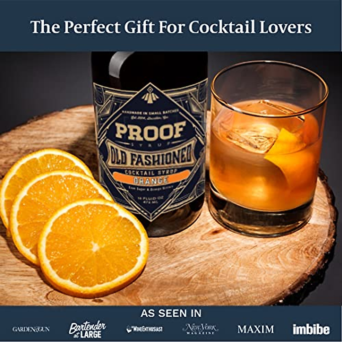 Old Fashion Cocktail Mix - Made with Real Ingredients & Cane Sugar - Orange Flavor - Fast, Easy, Delicious, Handcrafted Cocktail Syrup - - 16oz - 1 Bottle