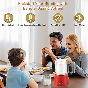 Secura Detachable Milk Frother and Steamer, 17oz Electric Milk Warmer 4-in-1 Hot/Cold Foam Maker for Latte, Macchiato, Hot Chocolate, Glass Milk Jug Dishwasher Safe (Red)