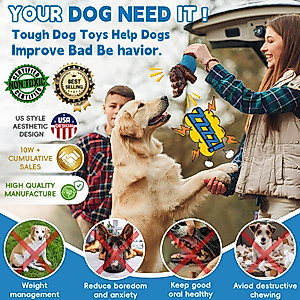 TonyEst Dog Chew Toys for Aggressive Chewers, Best Dog Squeak Toy for Boredom and Stimulating, Durable Bacon Flavor Teething Toys, Tough Indestructible Dog Toys for Large, Medium and Small Breeds