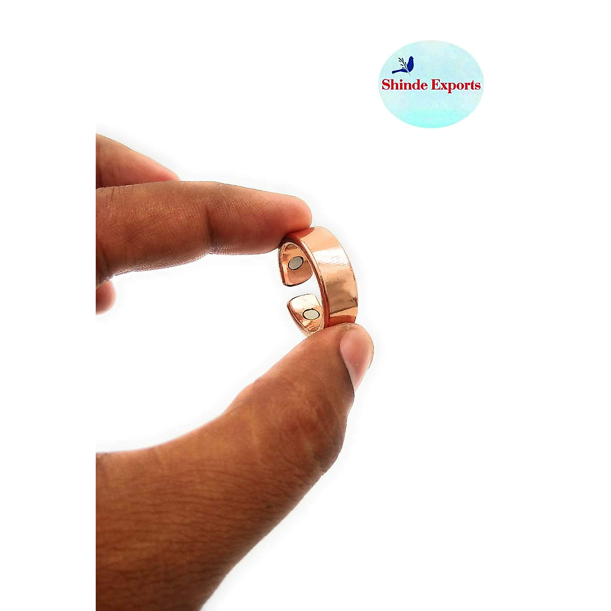 SHINDE EXPORTS pure copper adjustable finger ring for women Indian jewellery (Plain Ring 8mm)