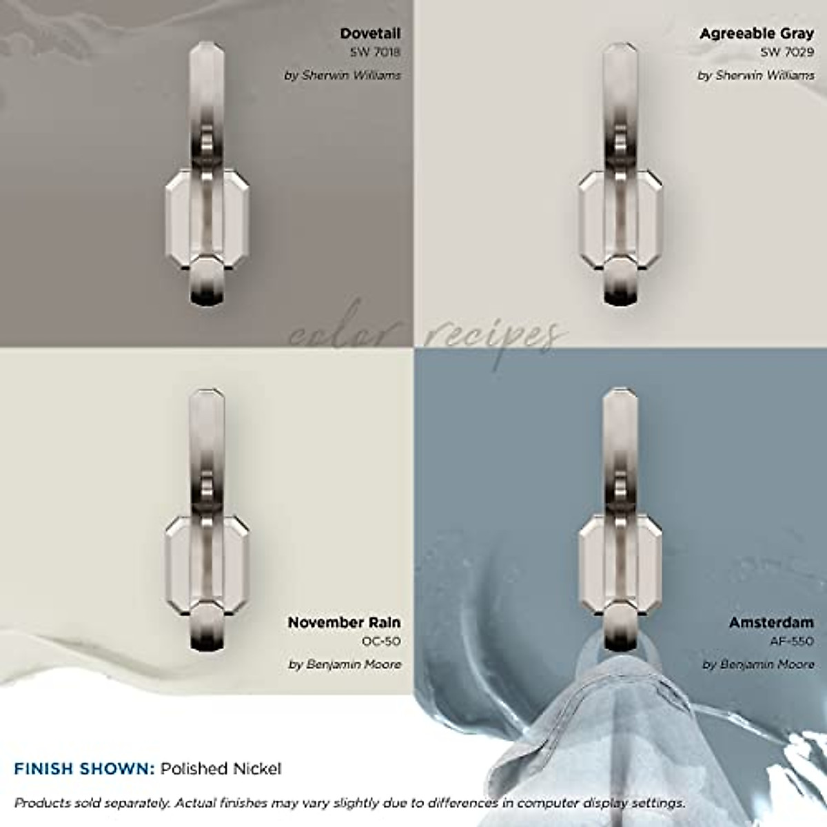 Amerock HBX36693PN | Granlyn Double Prong Decorative Wall Hook | Polished Nickel Hook for Coats, Hats, Backpacks, Bags | Hooks for Bathroom, Bedroom, Closet, Entryway, Laundry Room, Office