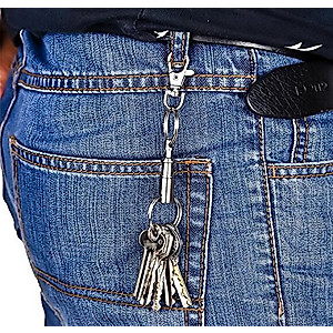 erioctry 2 Pcs Heavy Duty Dual Key Ring Detachable Pull Apart Snap Lock Holder Keychains, Silver