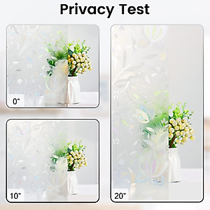 DOWELL Window Privacy Film, 3D Stained Glass Rainbow Window Decals, Decorative Window Vinyl Sun Blocker Door Covering, Static Cling Non-Adhesive Window Sticker for Home, Blooming Flowers, 17.5"x78.7"