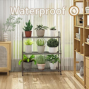 Simple Trending Plant Stand 3-Tier Plant Shelf for Indoor Outdoor, Black