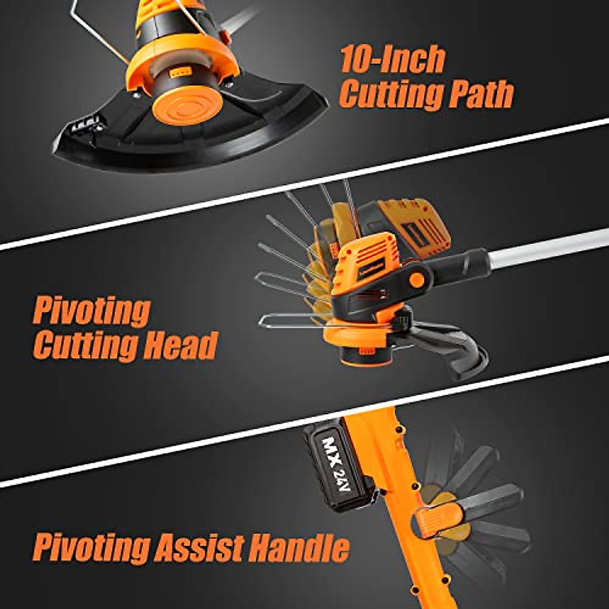 LawnMaster 20VMWGT 24V Max 13-inch Lawn Mower and Grass Trimmer 10-inch Combo with 2x4.0Ah Batteries and Charger