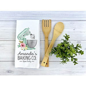 CANARY ROAD Custom Teal Mixer Dish Towel | Personalized Kitchen Towel | Housewarming Gift | Wedding Gift | Personalized Dish Towel | Hostess Gift | Couple Towel