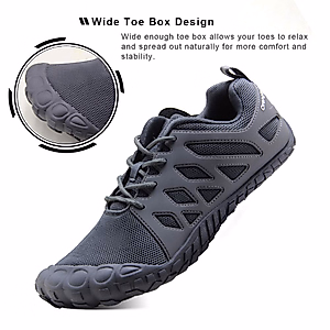 Oranginer Men's Walking Zero-Drop Minimalist Shoes Flexible Barefoot Running Shoes Indoor Cross Training Shoes Slip-on Tennis Shoes Gray Size 11
