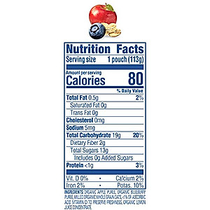 Happy Baby Organics Clearly Crafted Stage 2 Baby Food, Apples, Blueberries and Oats, 4 Ounce (8 Count)