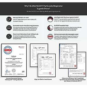 [10 Pack] :: Authentic :: BLUNA [Kids/Small] KF94 Facefit Ergonomic 3D Adjustable Strap Korean Face Mask, White [Made in Korea][Individual Package] for Small Kids Children