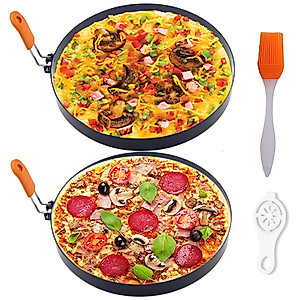 2 Packs 8" Large Omelette Ring for Griddle,8 Inch Stainless Steel Non-stick Omelet Ring,Round Pancake Rings Griddle Omelette Egg Ring Crumpet Ring with Silicone Handle Grill Oil Brush & Egg Separator