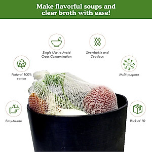 Regency Wraps Soup Socks, Cotton Mesh Bags for Making Clear Flavorful Broth and Soups, Natural 100% Cotton, 24" Pack of 10, Great for Chicken, Veggies, Eggs and More