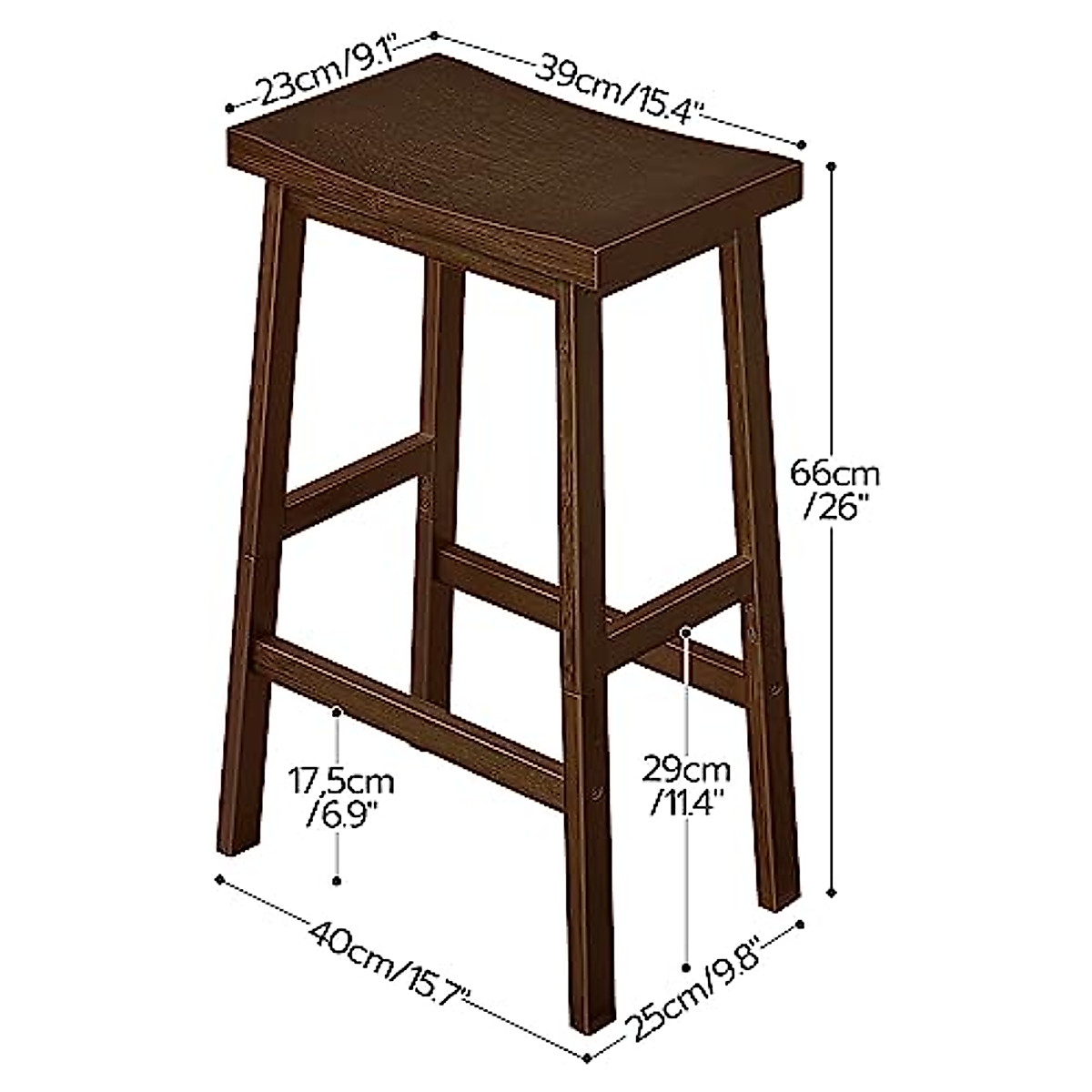 HOOBRO Bar Stool Set of 2, Bamboo Bar Chairs, 26 Inches Kitchen Counter Stools with Footrest, Saddle Stools, for Living Room, Dining Room, Party Room, Industrial Style, Mocha MA03MD01