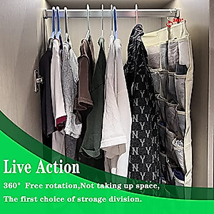 Hanging closet organizer, 36 individual mesh pockets and rotatable metal hangers, double-sided wall hanging storage, hanging storage organizer saves space, can put bras panties socks light small items