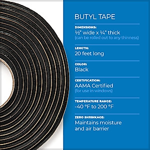 Second Skin Butyl Sealant Tape – Butyl Rubber Sealant, Multi-Purpose Butyl Rope, and Putty Tape for Automotive (Car, RV, Marine) – 1/4” x 1/2" x 20’ – Made in The USA (3)