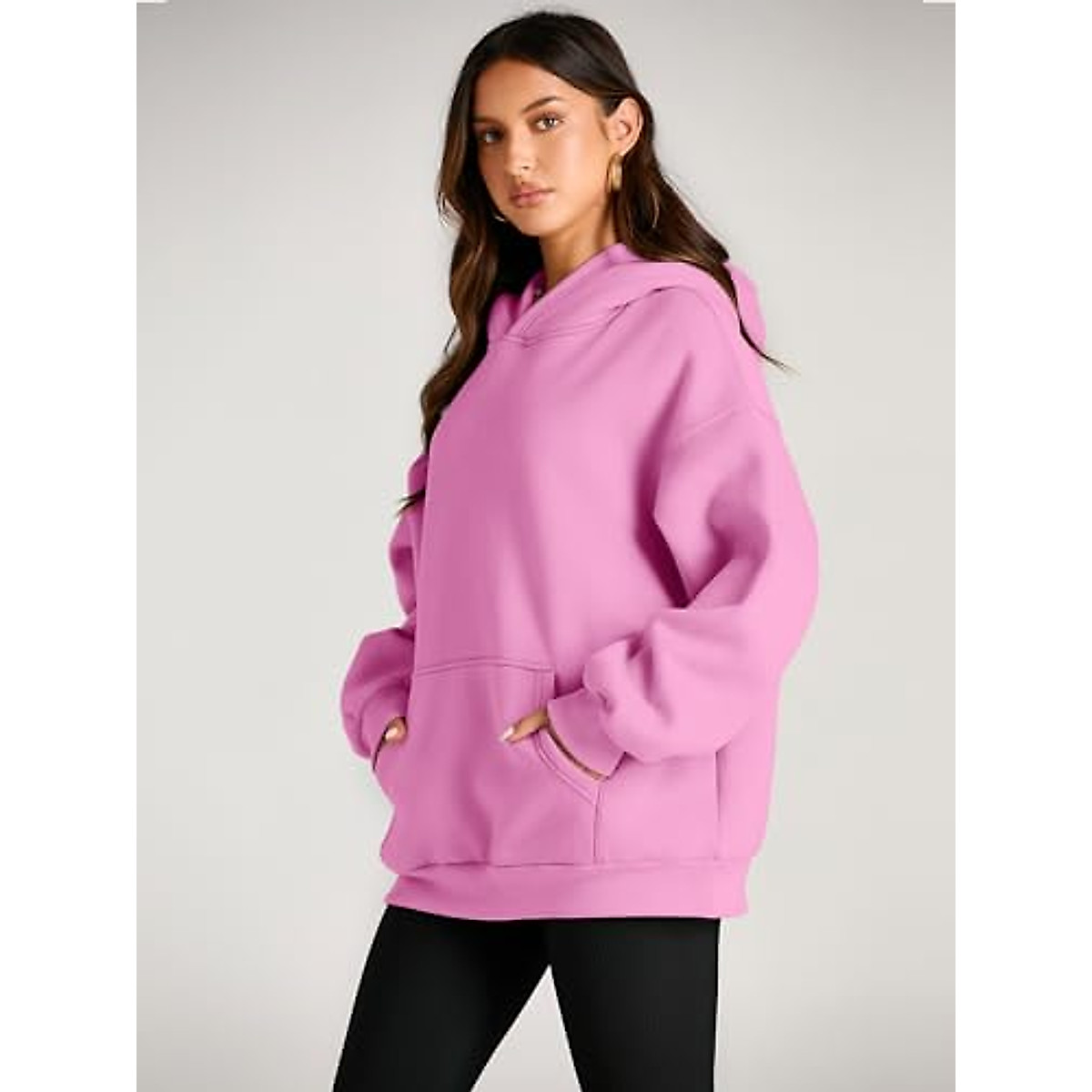 Trendy Queen Preppy Clothes Womens Pullover Sweatshirts Cute Oversized Y2k Hoodies Fleece Long Sleeve Sweaters Loose Casual Pullover Fall Outfits Winter Fashion 2024 Pink