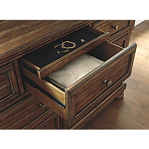 Signature Design by Ashley Flynnter Traditional 7 Drawer Dresser with Dovetial Construction, Tobacco Brown