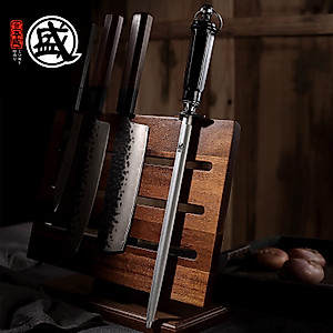 MITSUMOTO SAKARI 12 inch Japanese Diamond Honing Steel, Professional High Carbon Flat Knife Sharpener Rod, Kitchen Knife Sharpeners for Chef Knives, Honing Knife Blades, Pruning Shears