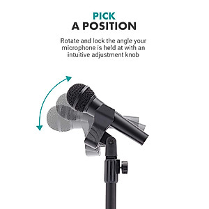Movo TMC-5 Heavy Duty Desktop Microphone Stand with Weighted Round Base and Mic Holder for Desk - 16" Extendable Microphone Desk Stand - Compact Metal Desktop Mic Stand for Podcasts, Gaming