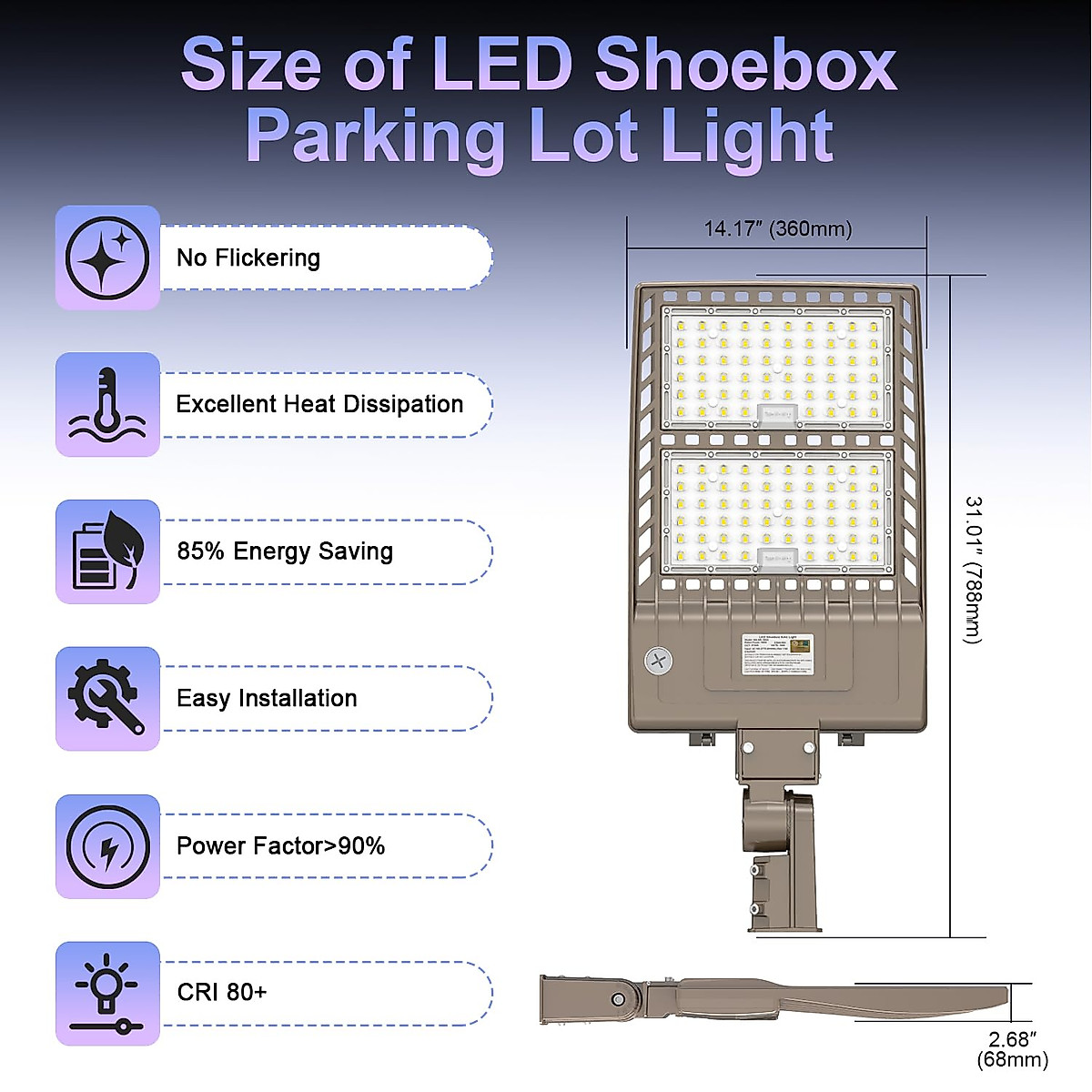 480V 320W LED Parking Lot Light 44800LM, 5000K LED Shoebox Light with Slip Fitter, UL DLC Listed, IP65 Waterproof Commercial Street Area Lighting for Parking Lot, Gym, Driveway, Replace 1200w HID HPS
