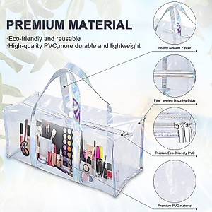 Clear PVC Travel Makeup Toiletry Storage Bag Large Capacity Plastic Tote Bag Cosmetic Clothes Organizer Bag for Men and Women