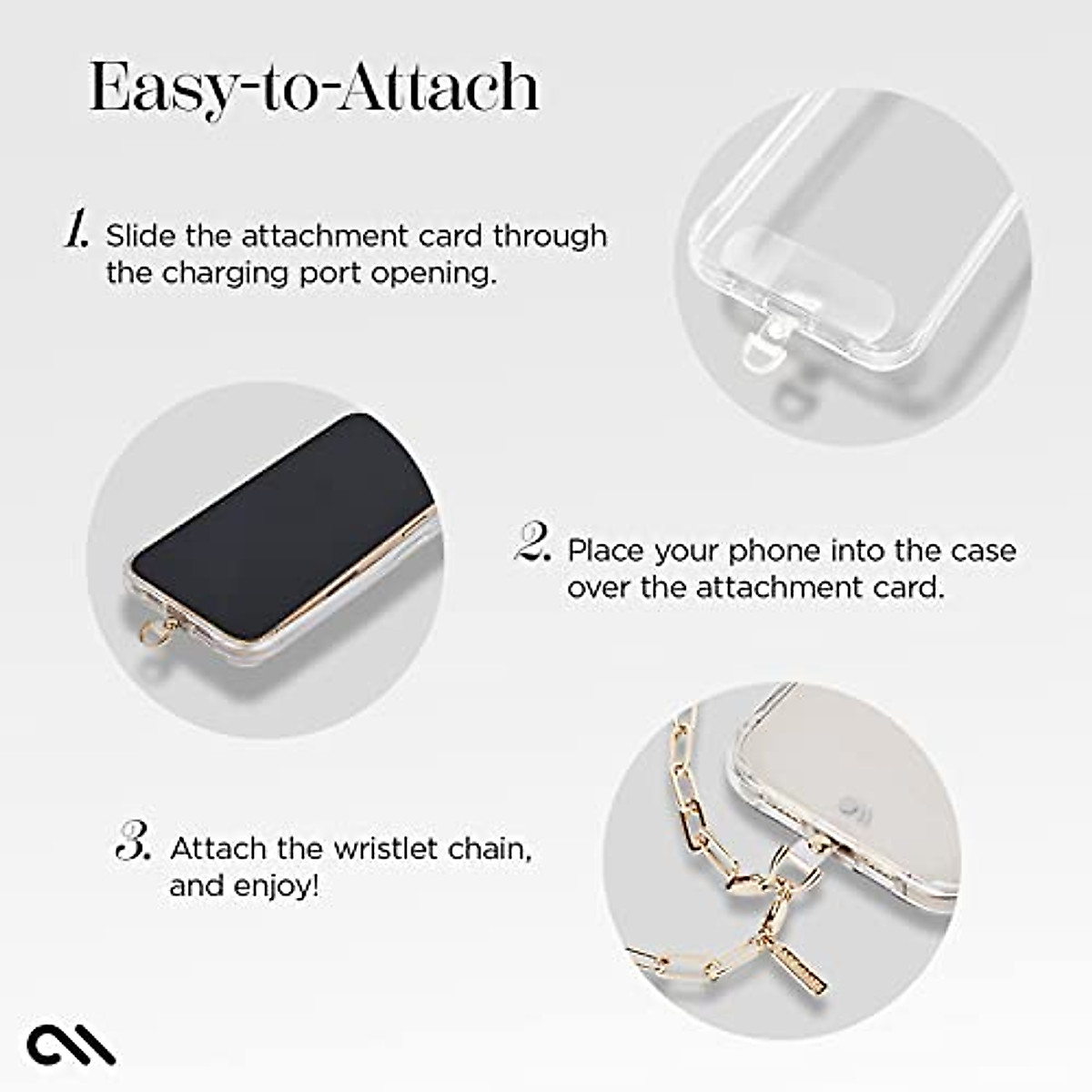 Case-Mate Phone Charm with Gold Metal Chain - Detachable Phone Lanyard, Hands-Free Wrist Strap, Adjustable Phone Strap Grip, Accessory for Women - iPhone 14 Pro Max/ 13 Pro Max/ 12 Pro Max/ 11 - Gold