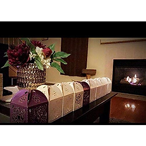 KPOSIYA 100 Pack Love Heart Laser Cut Wedding Party Favor Box Candy Bag Chocolate Gift Boxes Bridal Birthday Shower Bomboniere with Ribbons