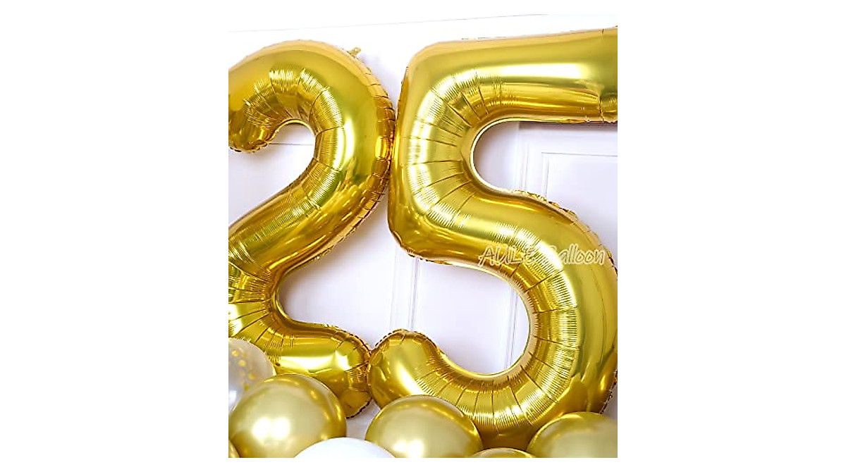 Giant 40 Inch Gold Number 25 Balloon - 25th Birthday Party