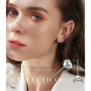 "STUNNING FLAME" 18K Gold Plated Silver Brilliant Cut Simulated Diamond Cubic Zirconia Stud Earrings(white-gold-plated-silver, 0.9)