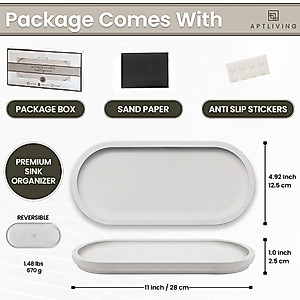 Diatomaceous Earth Sink Caddy Kitchen Sink Organizer - Fast Drying Kitchen Sink Caddy - Instant Dry Kitchen Sink Sponge Holder - Minimalistic Stone Kitchen Sponge Holder For Sink - Dish Sponge Holder