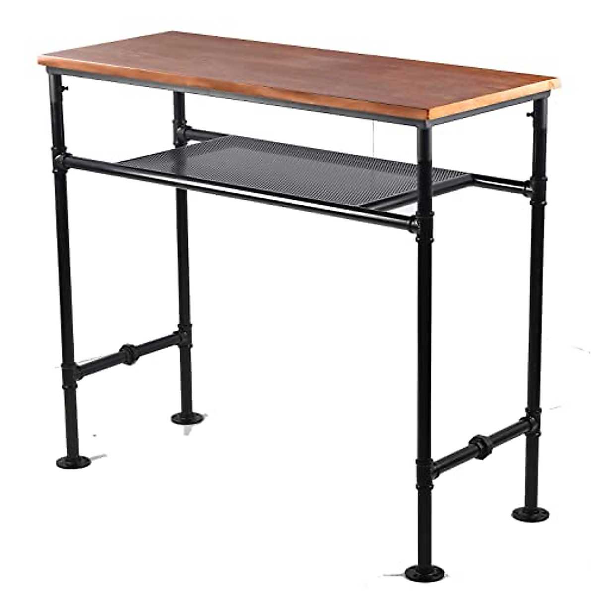 Diwhy 5 Piece Bar Table and Barstool Set Industrial Rectangular Pipe Dining Pub Bar Table and Kitchen Counter Height Adjustable Stool with Backrest Black (1 Table + 4 Chairs)