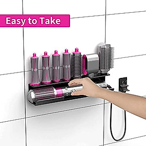 Wall Mount Holder for Dyson Airwrap Styler Hair Curling Iron Wand Barrels and Brushes Storage Stand Rack with Cord Organizer Acrylic